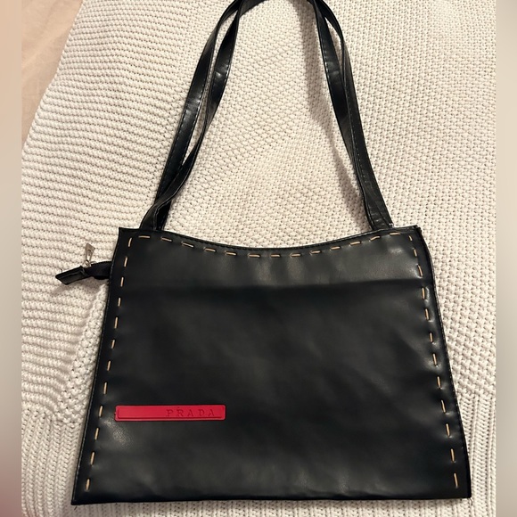 Prada | Bags | Prada Linea Rossa Leather Tote | Poshmark